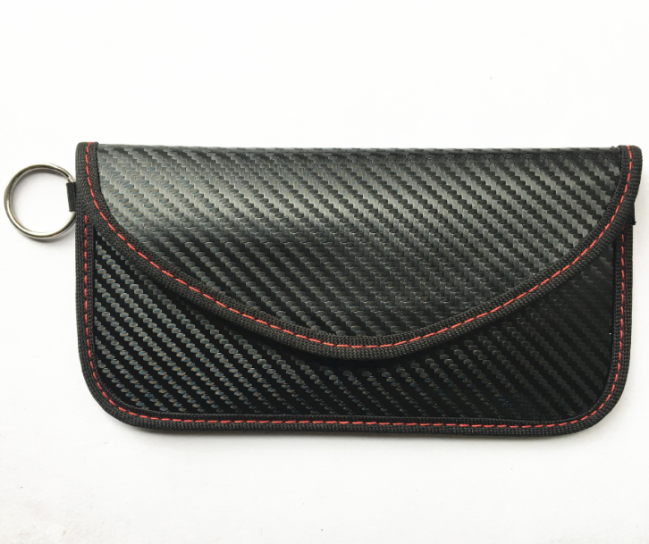 Carbon fiber cell phone with key ring radiation shielding bag RFID car ...